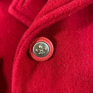 Vintage | Jackets & Coats | Vintage Red Wool Blazer Gold Fleur De Lis ...